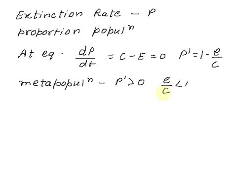 Solved 14 Using Levins Metapopulation Model Predict The Proportion Of Patches On The