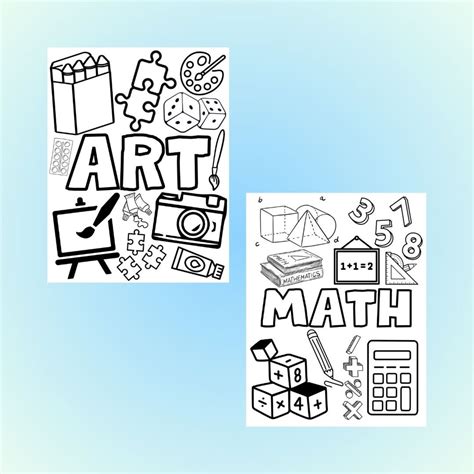 School Subjects Coloring Pages Pdf Digital Download Printable Coloring