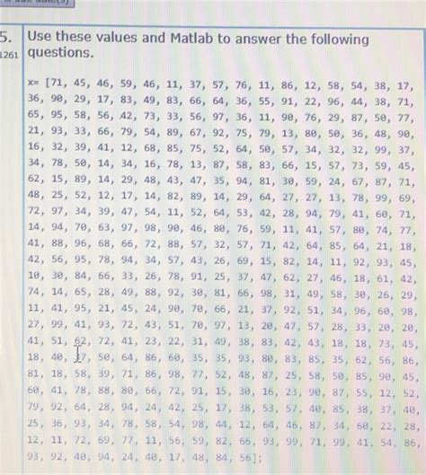 Solved 5 Use These Values And Matlab To Answer The Chegg Com