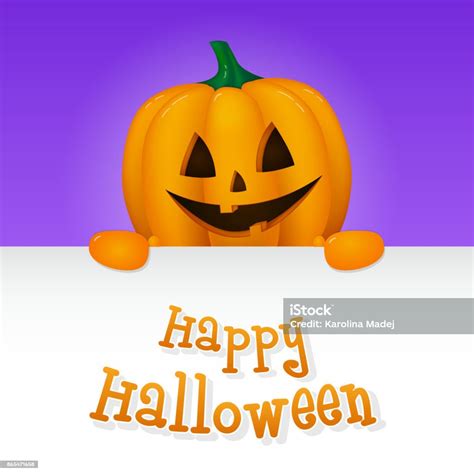 해피 할로윈3d 무서운 호박과 포스터 벡터입니다 10월에 대한 스톡 벡터 아트 및 기타 이미지 10월 3차원 형태 가을 Istock