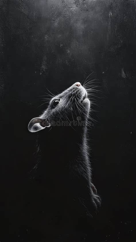 Dark Toned Black Rat Close Up With Dramatic Lighting Stock Image