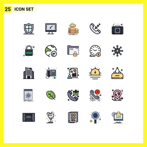 Mobile Interface Filled Line Flat Color Set Of 25 Pictograms Of Incoming Call Imac Savings Gold