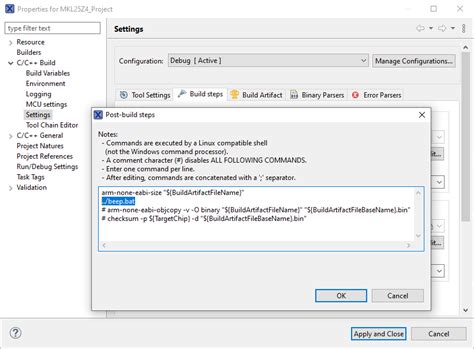 Post Build Mcu On Eclipse