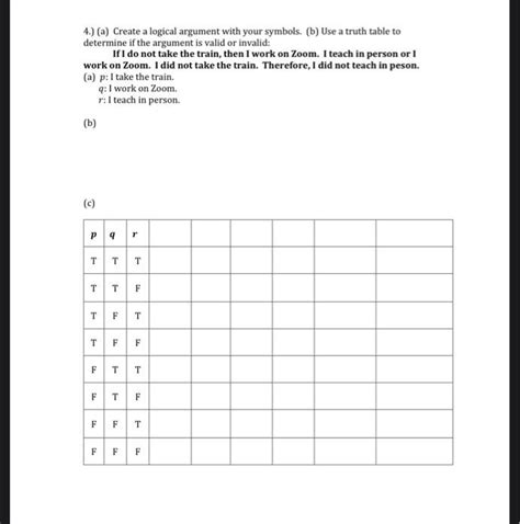 Solved A Create A Logical Argument With Your Symbols Chegg