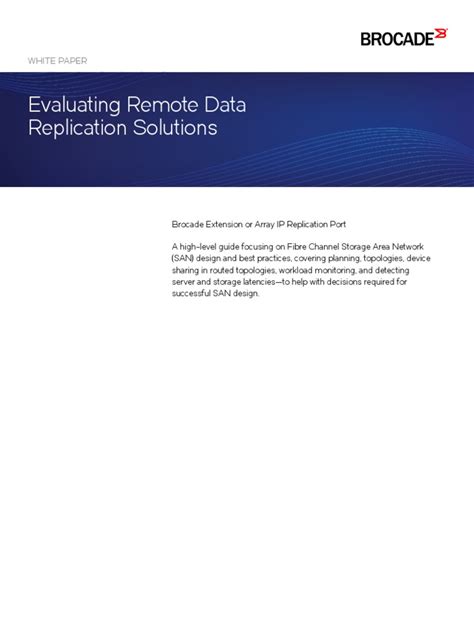 Brocade Evaluating Remote Data Replication Solutions Pdf