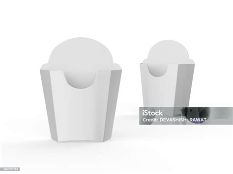 감자 튀김 흰 종이 상자 패스트 푸드 상자 고립 된 흰색 배경 3 차원 일러스트 레이 션에 서식 파일을 모의 상자에 대한 스톡