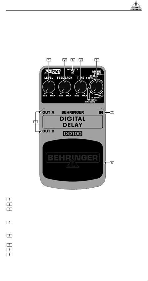 Behringer Digital Delay Dd100 Handleiding Nederlands 2 Paginas