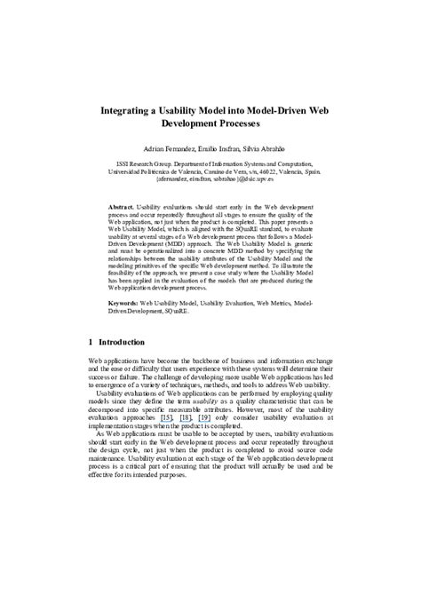 Pdf Integrating A Usability Model Into Model Driven Web Development