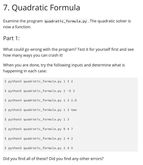 Solved Quadratic Formula Examine The Program Chegg