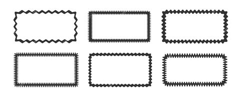Premium Vector Rectangular Frames With Zigzag Edges Set Of Trendy Wavy Geometric Frames For