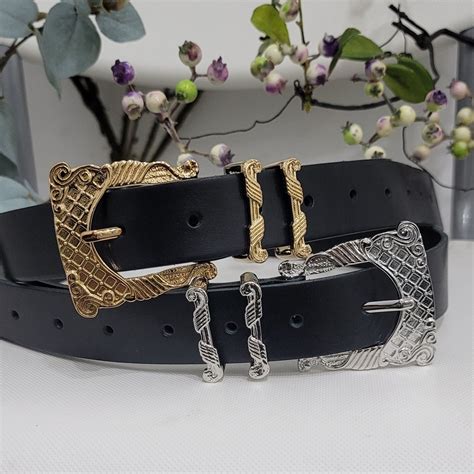 치콘 이태리 소가죽 럭셔리 골드 실버 장식 버클 벨트 클래식 문양 미디움 혁대 남녀공용