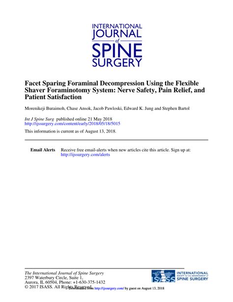 Pdf Facet Sparing Foraminal Decompression Using The Flexible Shaver