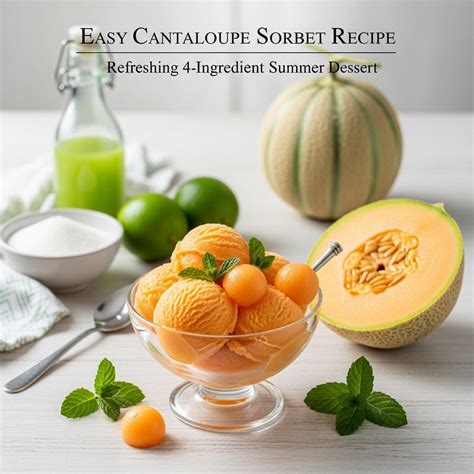 Easy Cantaloupe Sorbet Recipe Refreshing 4 Ingredient Summer Dessert