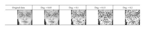 example of the original image and corrupted one with different degree