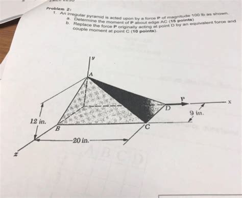 Solved Problem By A Force 1 An Irregular Pyramid Is Acted Chegg Com