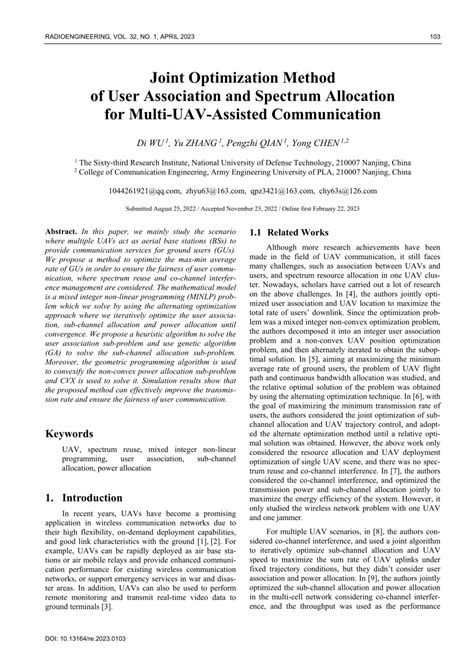 Pdf Joint Optimization Method Of User Association And Spectrum Allocation For Multi Uav