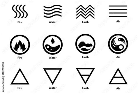 Photo Vector Illustration Of Four Elements Icons Line Triangle And