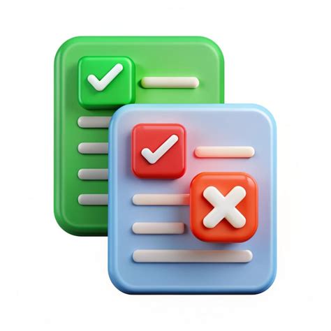 3d Document Icons Set With Check And Cross Marks Correctly And