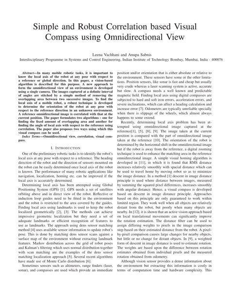 Pdf Simple And Robust Correlation Based Visual Compass Using Omnidirectional View