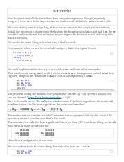 Using Bit Tricks To Optimize Code Manipulating Bits For Faster Course Hero