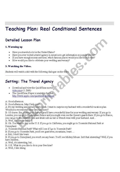 Conditional Lesson Plan Esl Worksheet By Bizertaresort