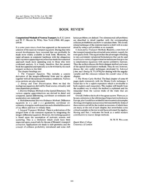 Computational Methods Of Neutron Transport Pdf Equations Matrix Mathematics