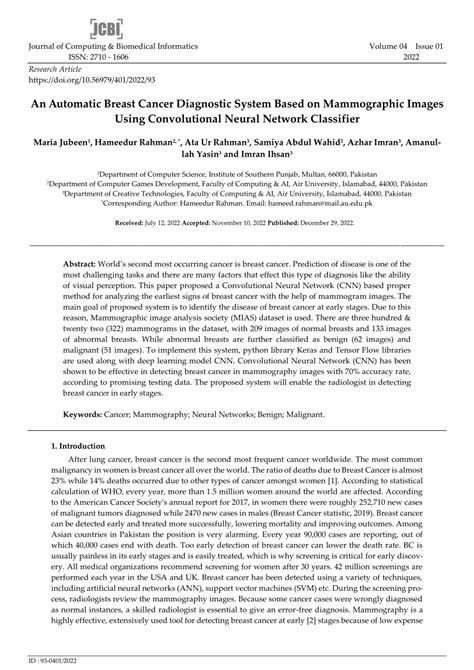 Pdf An Automatic Breast Cancer Diagnostic System Based On Mammographic Images Using