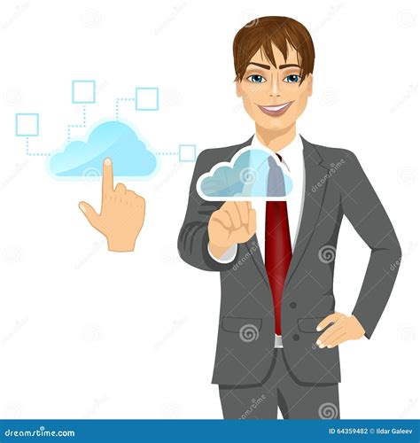 Cloud Computing Concept Businessman Touching The Icon Stock Vector Illustration Of Index