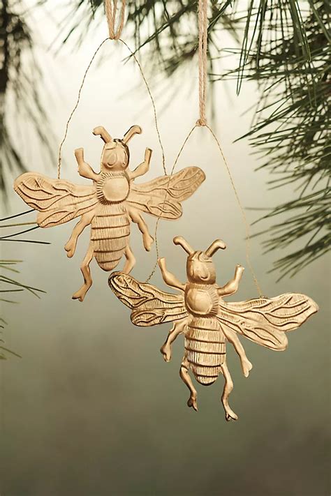 Gilded Bee Ornaments Set Of 2 Terrain