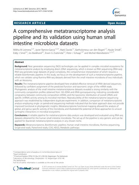 Pdf A Comprehensive Metatranscriptome Analysis Pipeline And Its
