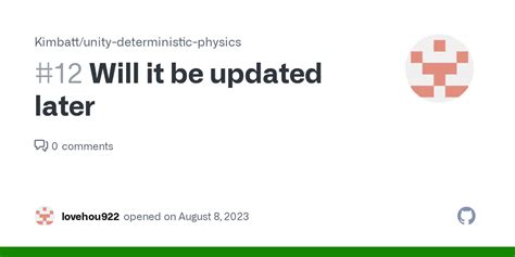 Will It Be Updated Later Issue Kimbatt Unity Deterministic Physics GitHub