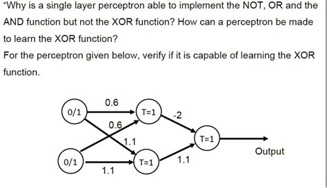 solved why is a single layer perceptron able to implement the not or