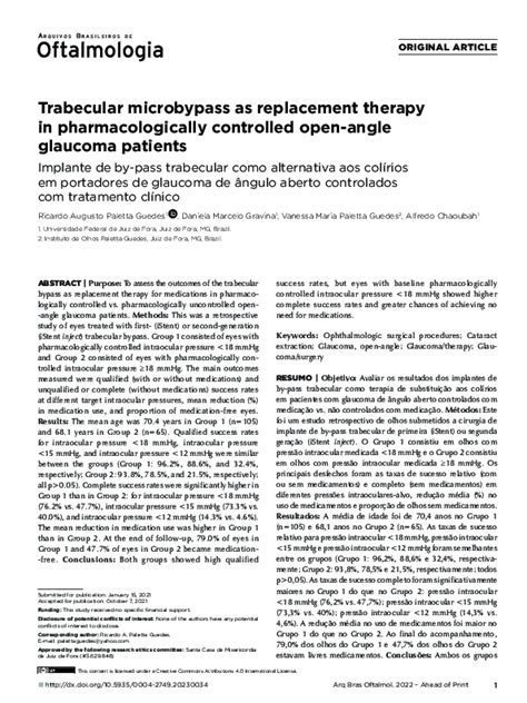 Pdf Trabecular Microbypass As Replacement Therapy In