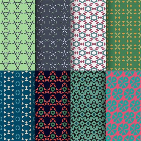 Premium Vector Set Of Seamless Decorative Geometric Shapes Pattern