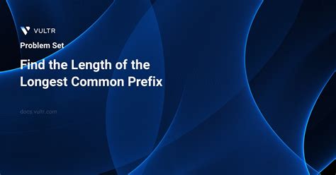 3043 Find The Length Of The Longest Common Prefix Solutions And Explanation Vultr Docs