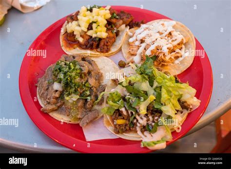 Mexican Tacos Served At An On Street Outdoor Dining Area In VancouverÕs
