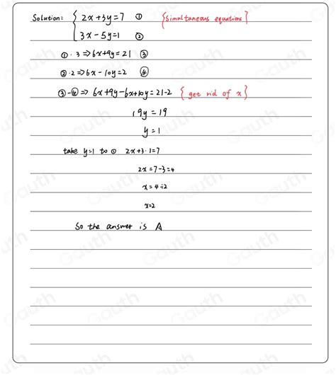 Solved 14 Find The Value Of X And Y Given The Following Equations 2x 3y 7 3x 5y 1 A X 2 And Y