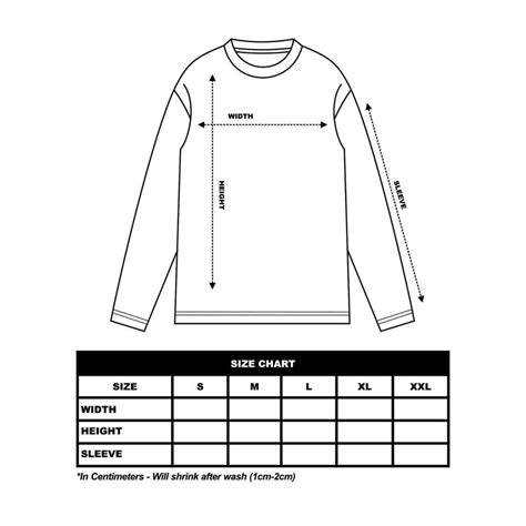 Long Sleeve Size Chart Fashion Clothing Vector Illustration 37763752