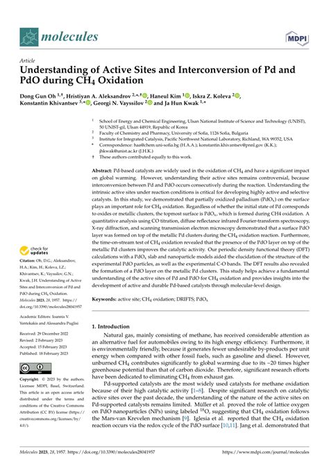 Pdf Understanding Of Active Sites And Interconversion Of Pd And Pdo During Ch4 Oxidation