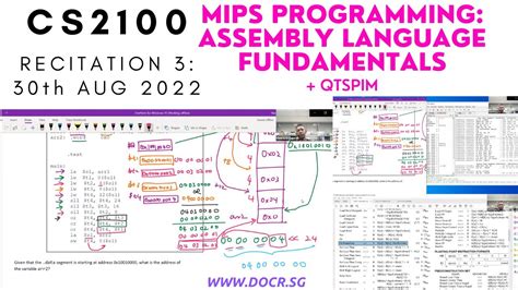Cs2100 Recitation 3 Mips Assembly Language Programming Qtspim Youtube