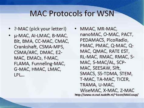Protocol Stack Mac Protocols Objectives Of