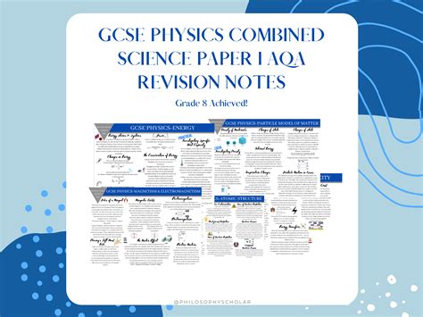 Gcse Physics Combined Science Aqa Paper 1 Revision Notes Teaching Resources