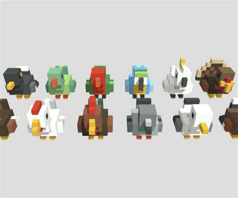 Artstation Voxel Birds Set Game Assets