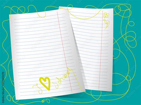 A Babe Paper Of Lined With Love Text On A Background And Abstract Line Modern Notebook With