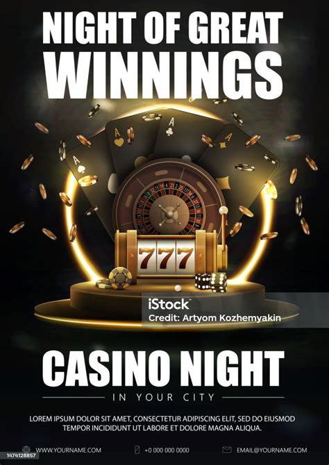 카지노 밤 검은 카드 놀이 슬롯 머신 주사위와 칩이 있는 카지노 룰렛 휠이 있는 검은 포스터 배경에 금색 네온 반지가 있는