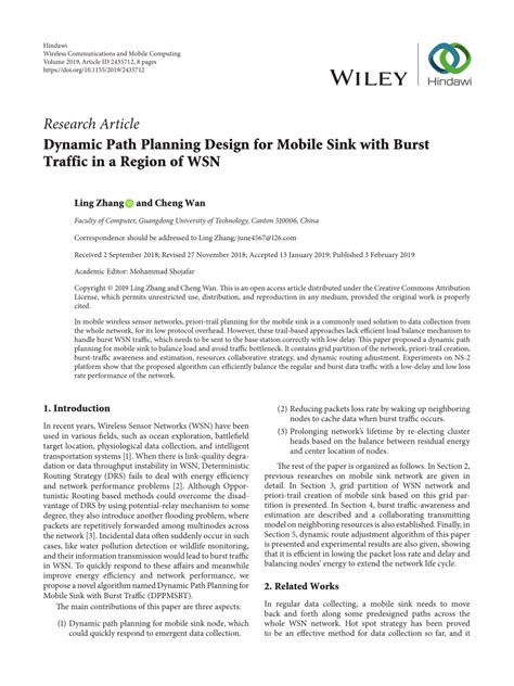 Pdf Dynamic Path Planning Design For Mobile Sink With Burst Traffic