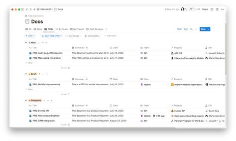 create track and collaborate on tech specs in notion