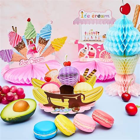 Ice Cream Bar Faccito 10 Pcs Ice Cream Honeycomb Centerpieces 3d Ice
