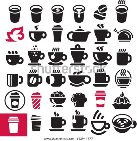커피 컵 아이콘 세트 스톡 벡터로열티 프리 143944477