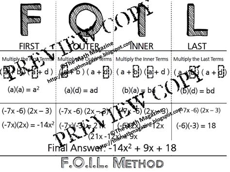 Foil Method Math Worksheets